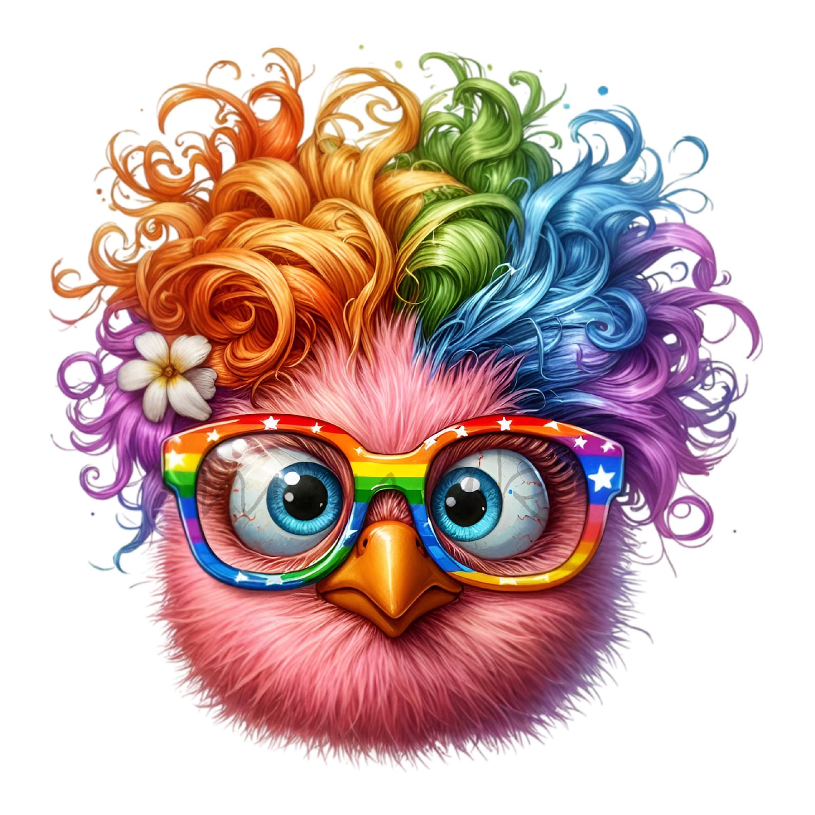 15 Rainbow Owl PNG Clipart | Funny Owl With Crazy Hair and Glasses ...