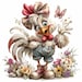 15 PNG Spring Chicken Clipart, Watercolor Farm Bird With Flowers ...