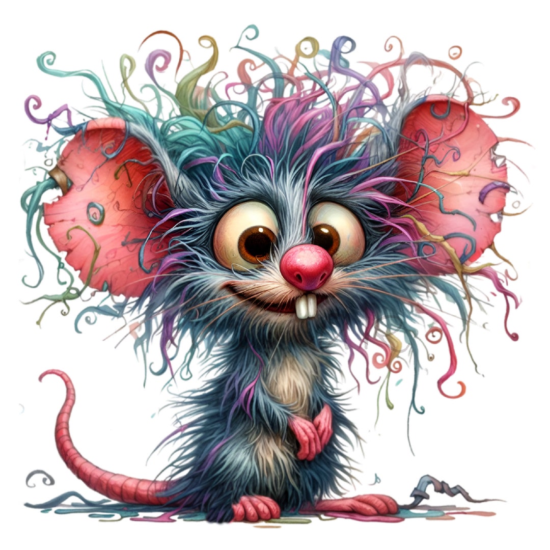 Funny Mouse Fluffy Hair, 10 PNG Crazy Quirky Animal Cartoon ...
