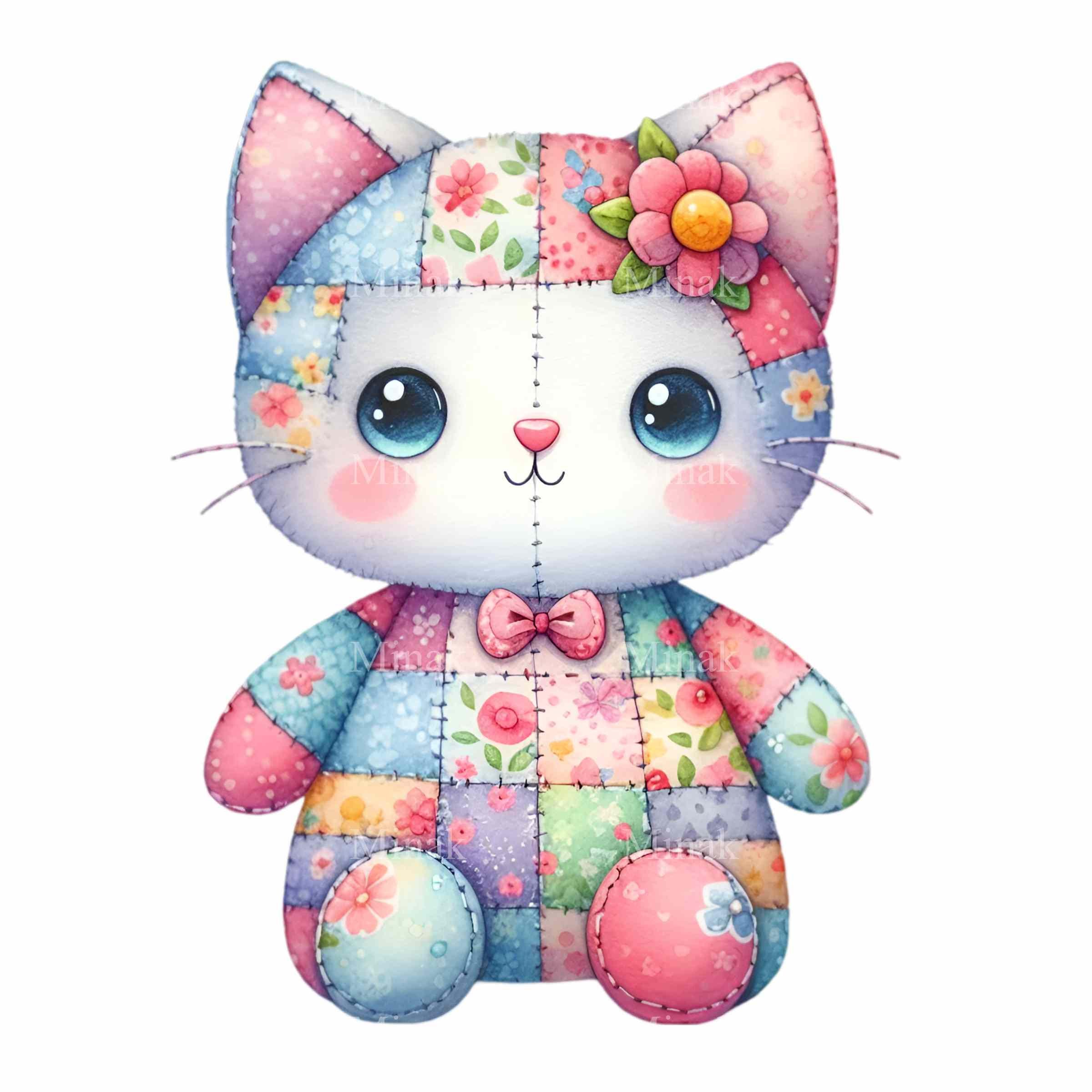 Patchwork Kitten PNG Clipart | 14 Cute Quilted Cat Illustration ...