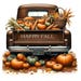 Rustic Brown Truck Fall Harvest Clipart 12 Pumpkins and Corn Autumn ...