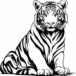 4 Cute Baby Tiger SVG Cut File, Sitting Tiger Cub Digital Clipart, Wild ...