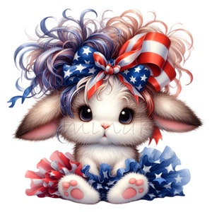 Patriotic Bunny PNG Clipart | 12 Cute Bunny in Stars and Stripes Outfit ...