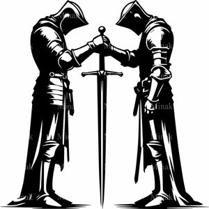 6 SVG Kneeling Knights SVG Cut File – Two Warriors in Prayer Clipart ...