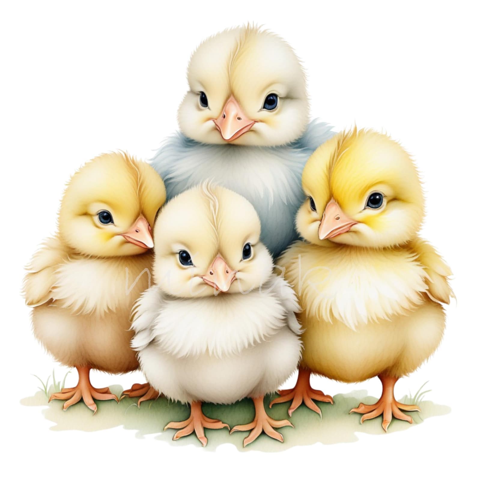 Baby Chicken Clipart Bundle PNG, 15 Watercolor Chick Clip Art ...