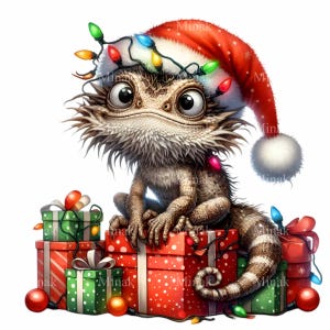 Christmas Lizard With Santa Hat PNG Clipart | 12 Adorable Reptile ...