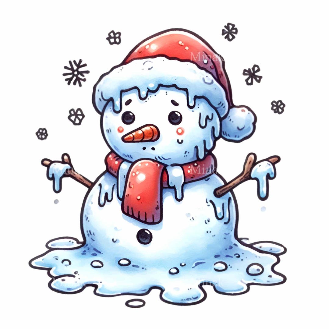 1 2 PNG Melting Snowman Clipart – Funny Winter PNG – Cute Christmas ...