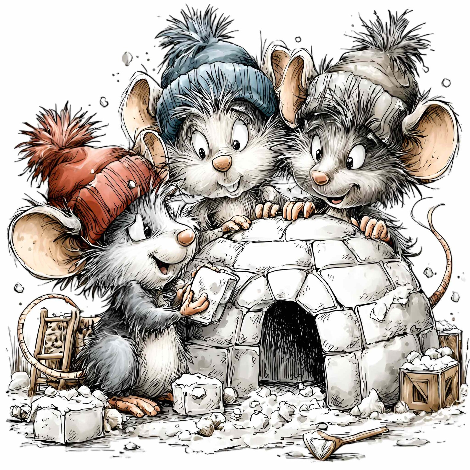 14 PNG Winter Mice Clipart – Watercolor Animal PNG – Cute Mouse ...