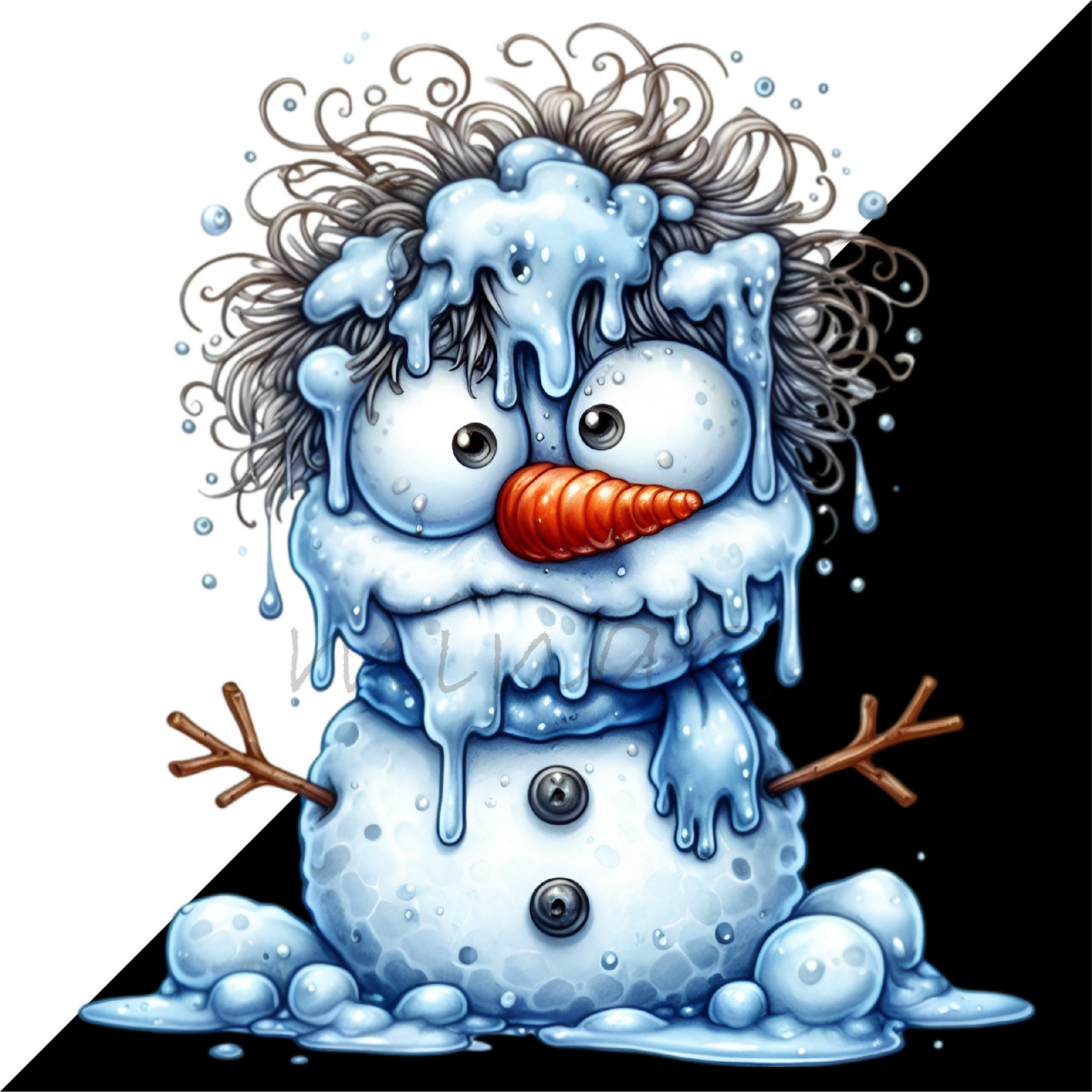 12 Melting Snowman PNG – Funny Winter Clipart With Scarf and Pinecones ...