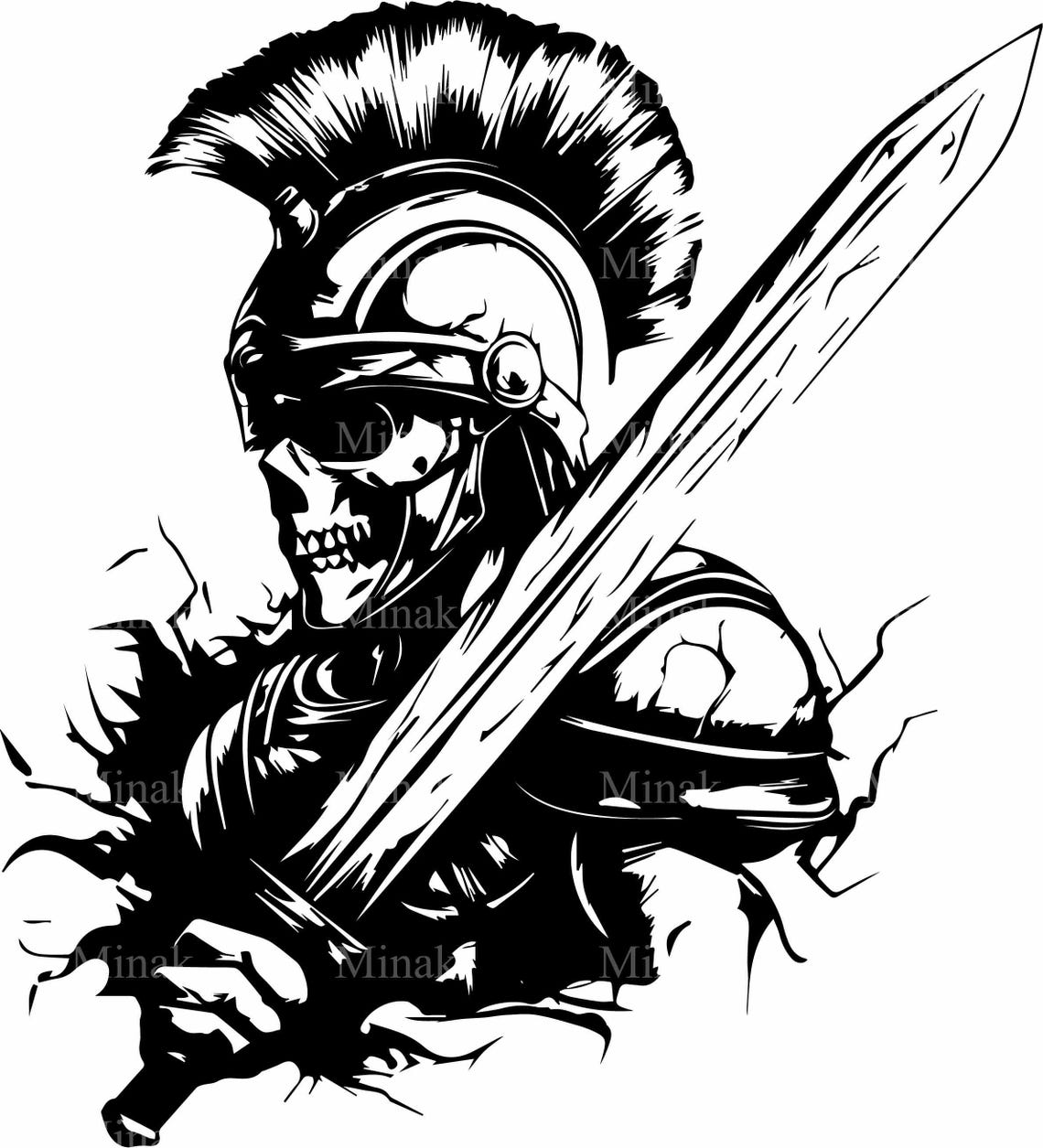 4 SVG Spartan Skull Warrior SVG, Roman Gladiator Skeleton Cut File ...