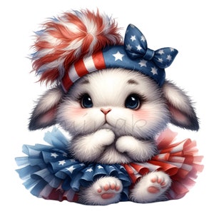 Patriotic Bunny PNG Clipart | 12 Cute Bunny in Stars and Stripes Outfit ...