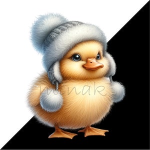 Winter Duckling Clipart Adorable Duck Illustration 12 PNG Perfect for ...