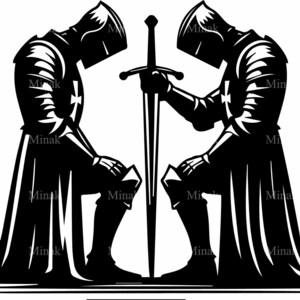 6 SVG Kneeling Knights SVG Cut File – Two Warriors in Prayer Clipart ...