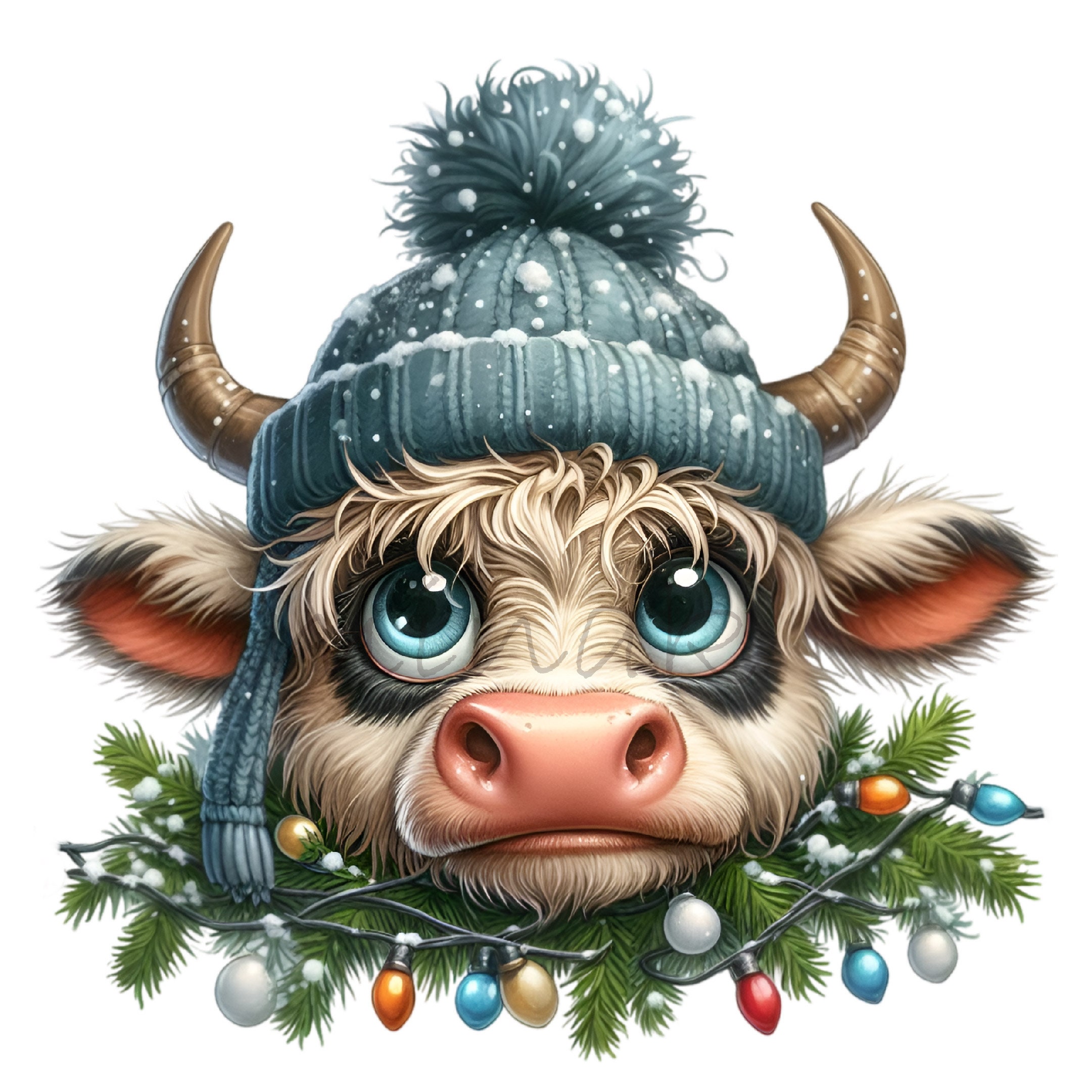 10 PNG Winter Cow – Highland Cow Clipart for Holiday Crafts, Funny Farm ...