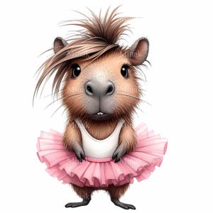 12 Cute Capybara Ballerina PNG Clipart, Adorable Capybara in Pink Tutu ...