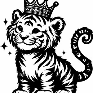 6 SVG Royal Animal SVG – Baby Tiger Cut File – Cute Jungle Clipart for ...
