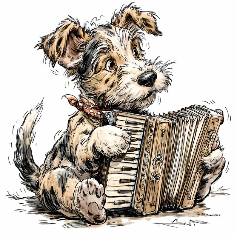 15 PNG Accordion Dog Musician Pet Instrument Clipart - Etsy