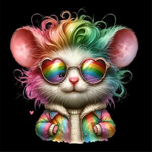 Cool Rainbow Mouse Clipart, Sunglasses, Bow Tie, Digital Download, 10 ...