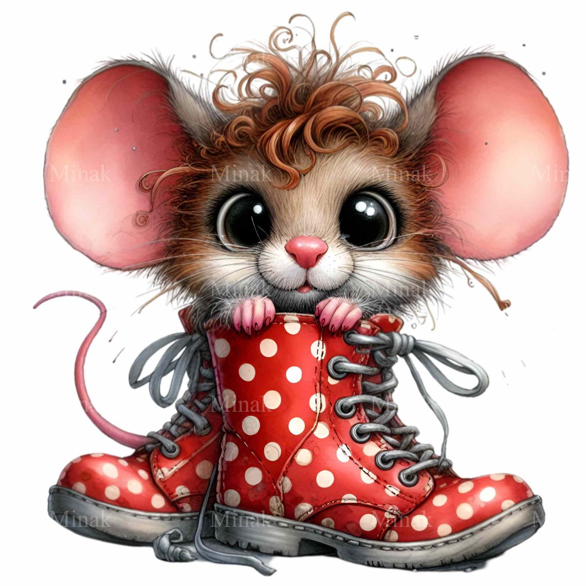 12 PNG Polka Dot Boot Mouse – Cute Animal PNG Clipart – Funny Cartoon ...