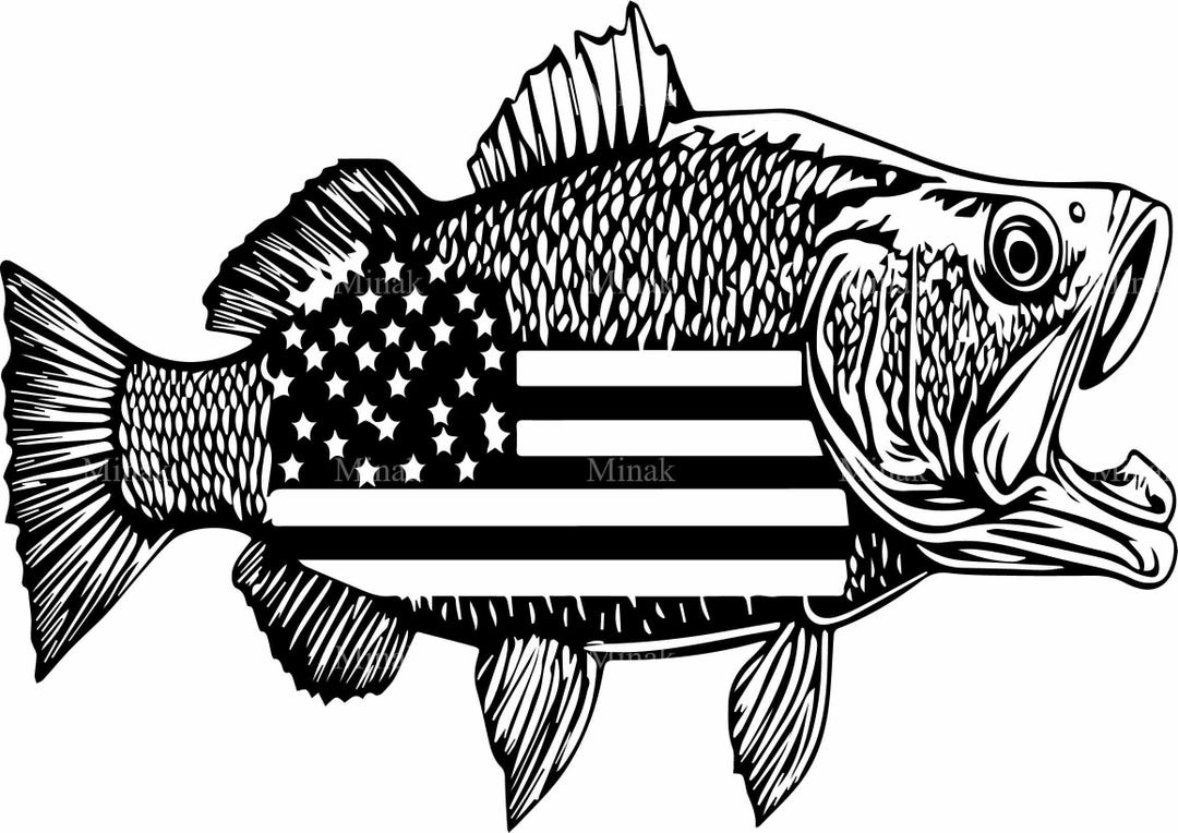 4 American Flag Fish SVG Cut File - Patriotic Fishing Design - Unique ...