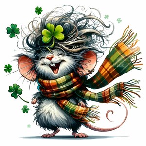 Cute Irish Mouse PNG Clipart With Leprechaun Hat and Shamrock | 15 ...