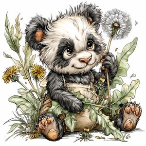 12 PNG Dandelion Panda – Panda Flower PNG Clipart – Cute Baby Animal ...