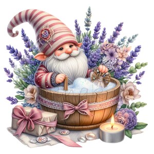 Spa Clipart, Gnome Clip Art, 14 PNG Pampering Bath Party Watercolor ...