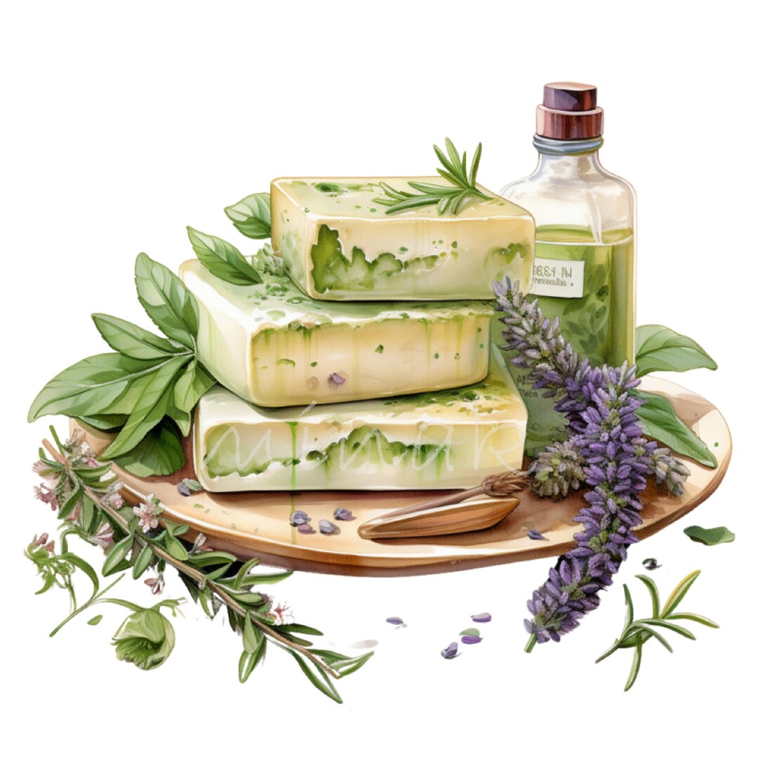 Soap Clipart Bundle PNG, 20 Watercolor Handmade Natural Soap ...