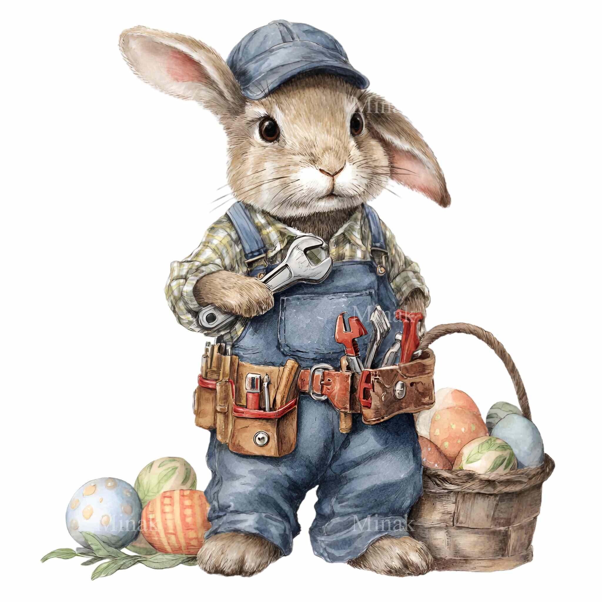 16 PNG Handyman Bunny Clipart – Tool Rabbit Illustration, Father’s Day ...