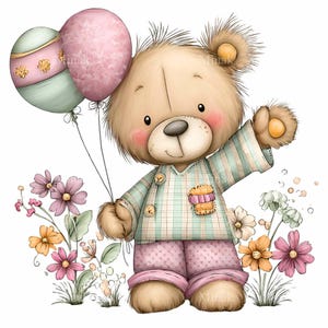 16 PNG Birthday Bear Clipart – Cute Bear PNG for Nursery Wall Art, Baby ...