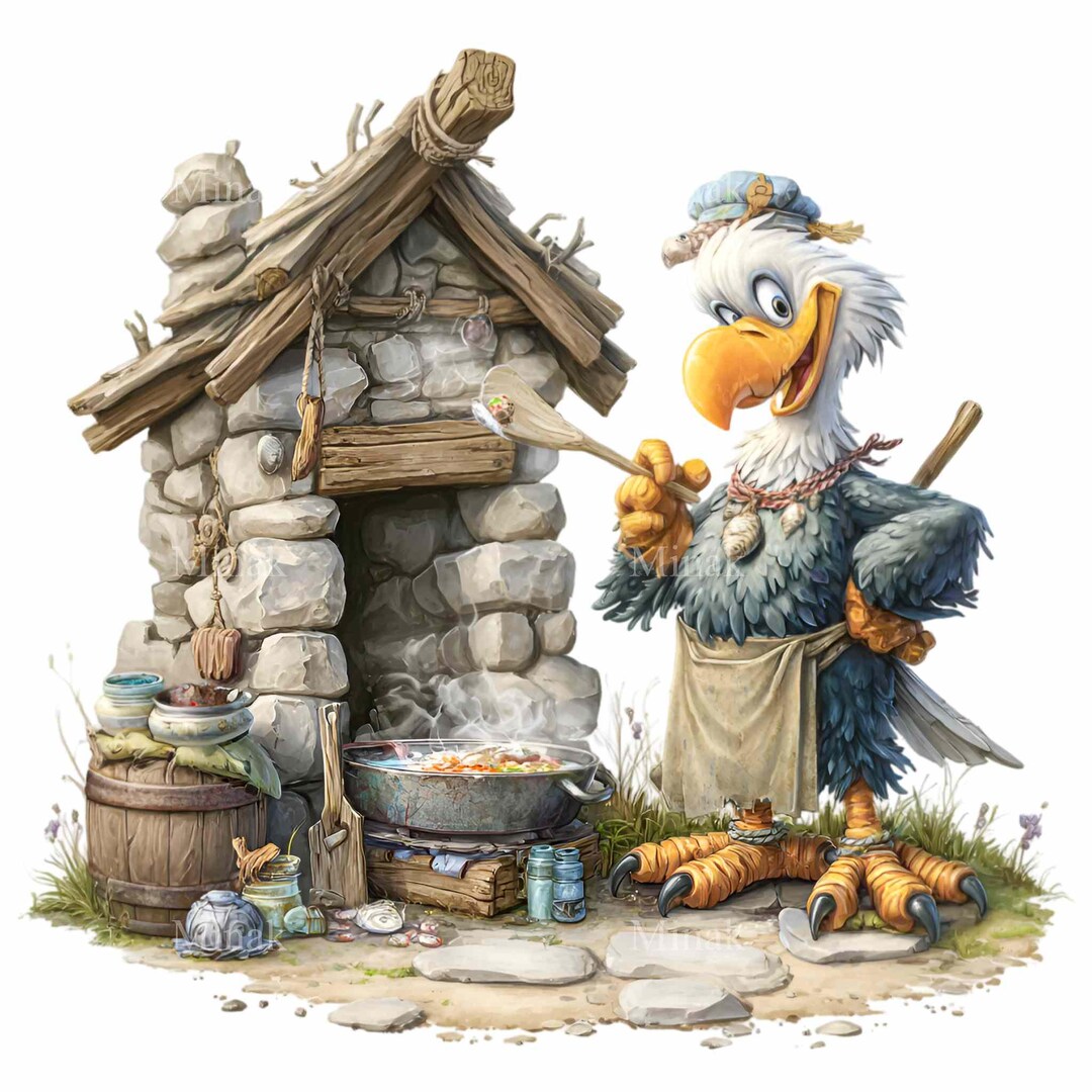 15 PNG Watercolor Eagle Chef – Fantasy Bird Cooking Illustration ...