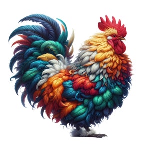 Colorful Chicken Clipart PNG, 14 Vibrant Hen Art for Scrapbooking ...