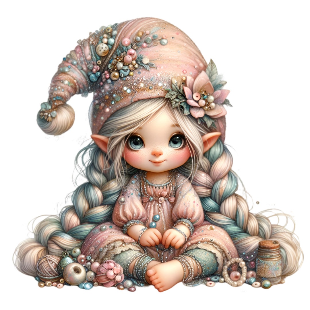 Cute Gnome PNG, Girl Gnome Clip Art, 12 PNG Printable Illustration ...