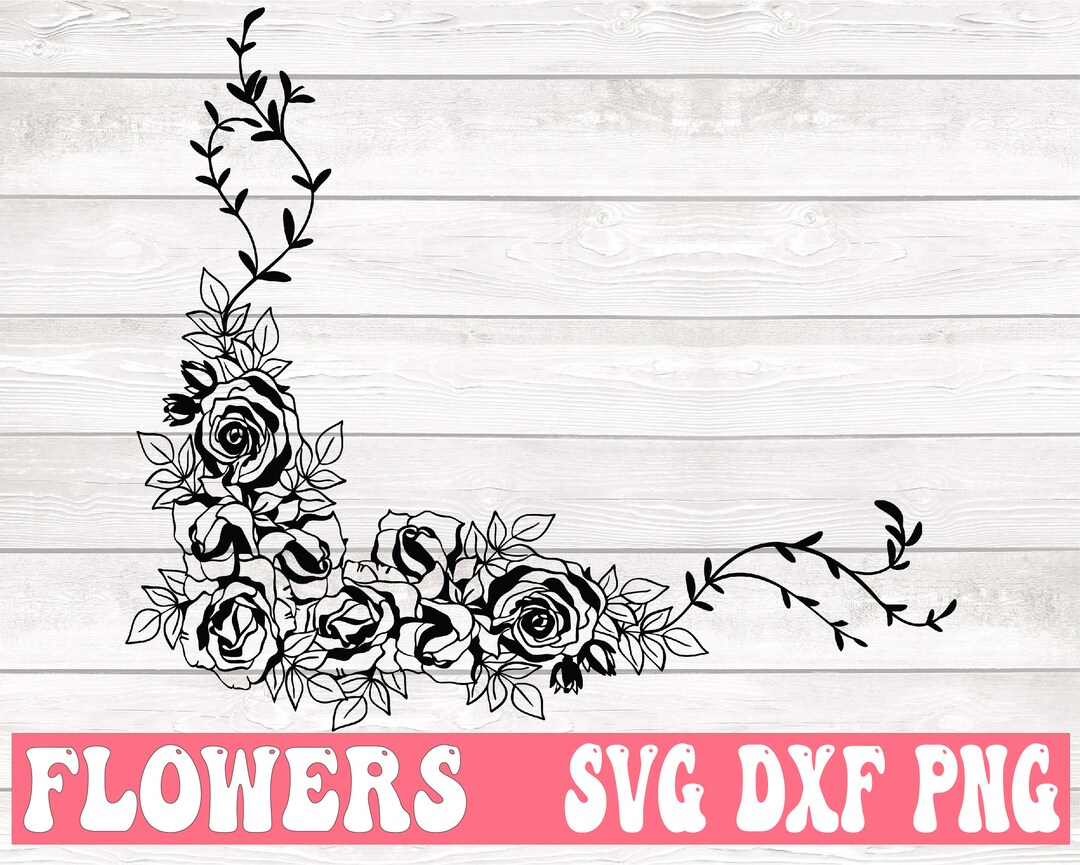 Roses Corner Svg, Roses Border Svg, Floral Border Svg, Flower Border ...