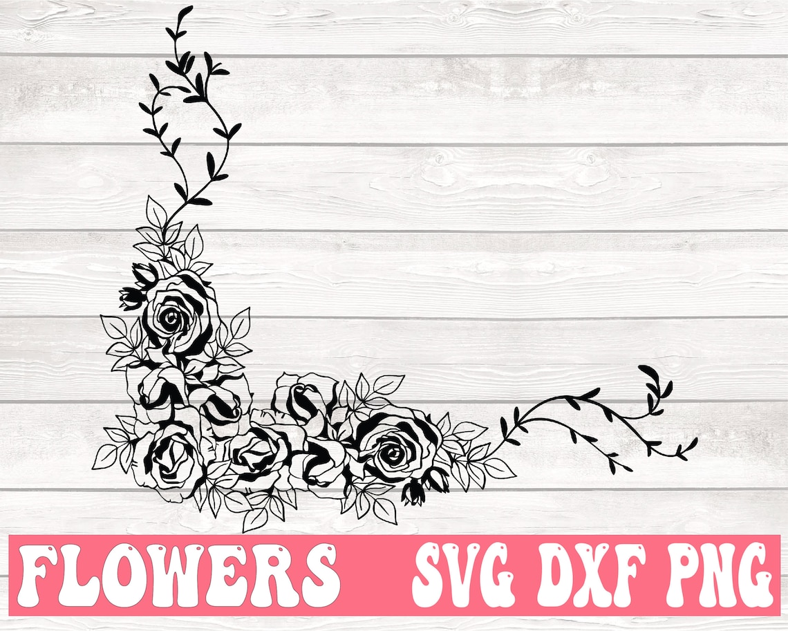 Roses Corner Svg Roses Border Svg Floral Border Svg Flower - Etsy