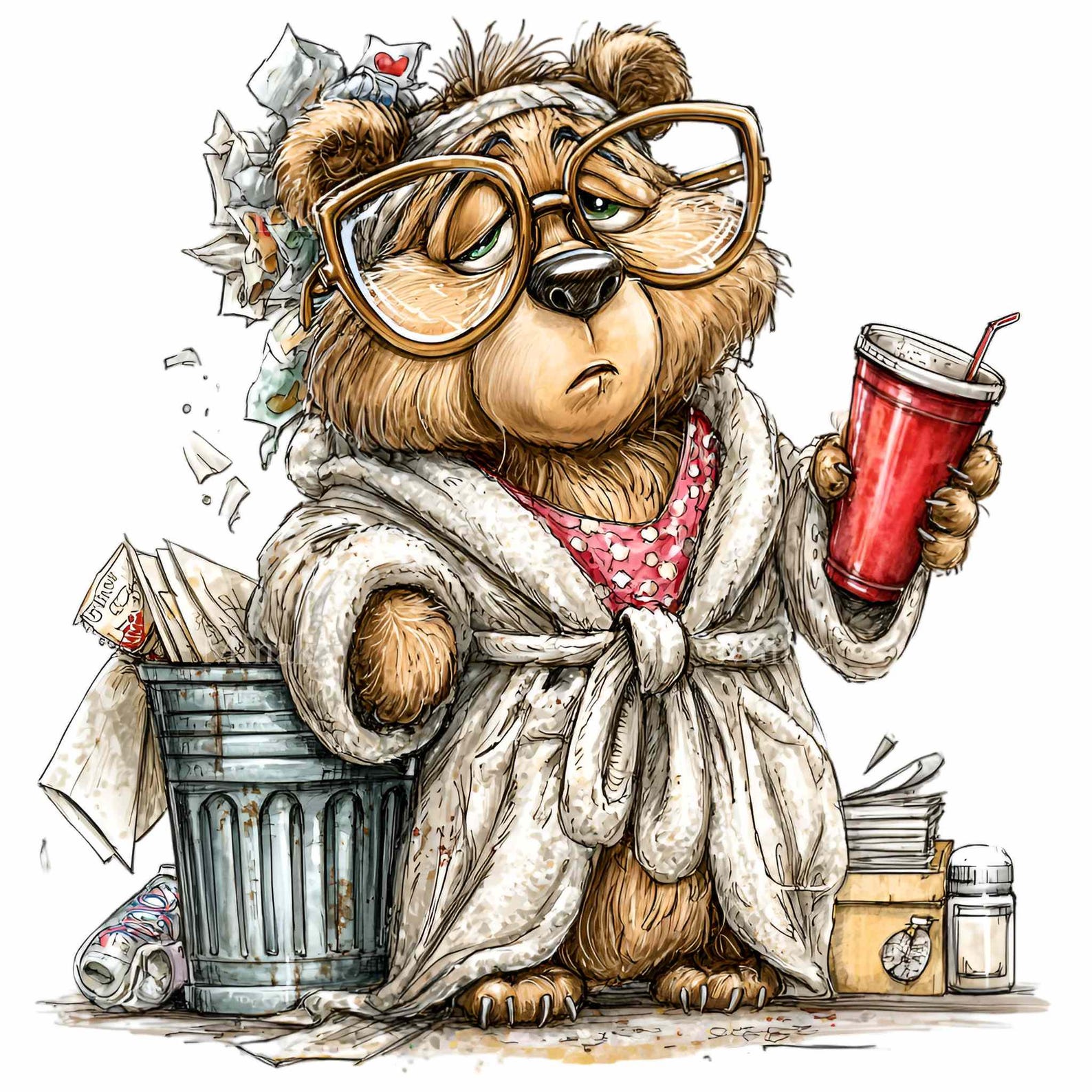 15 PNG Tired Bear Clipart – Funny Coffee PNG – Great for Morning Humor ...