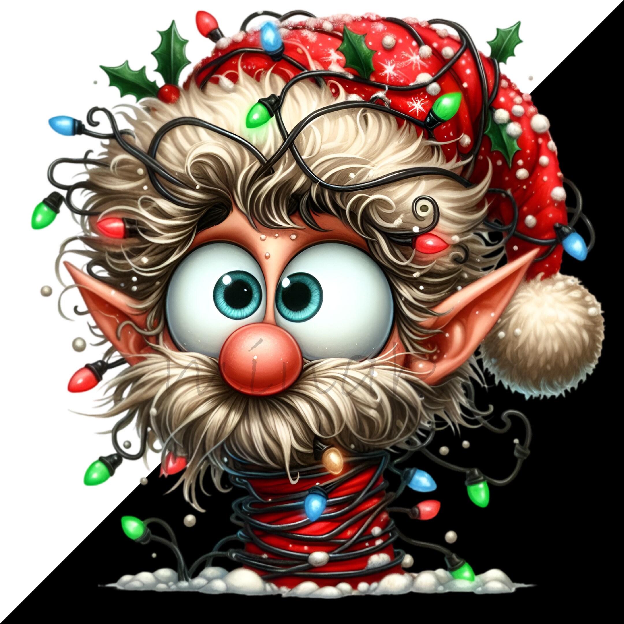 10 PNG Tangled Elf Clipart – Funny Christmas Elf PNG – Grumpy Holiday ...
