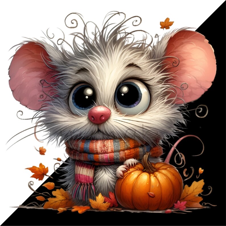 10 PNG Autumn Mouse Fall Pumpkin Clipart, Rodent Scarf - Etsy