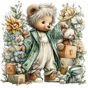 15 PNG Birthday Bear Clipart – Cute Animal PNG – Balloon Bear Design ...