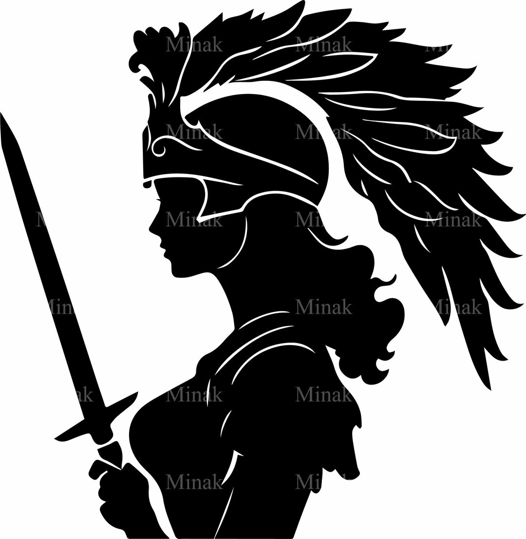 6 SVG Female Warrior SVG Cut File - Elegant Woman in Winged Helmet ...