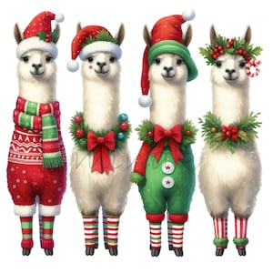 Festive Christmas Llama Clipart PNG - 15 Adorable Holiday Llamas ...