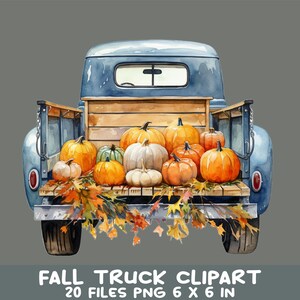Fall Truck Clipart PNG Vintage Truck With Pumpkins and Autumn Leaves ...