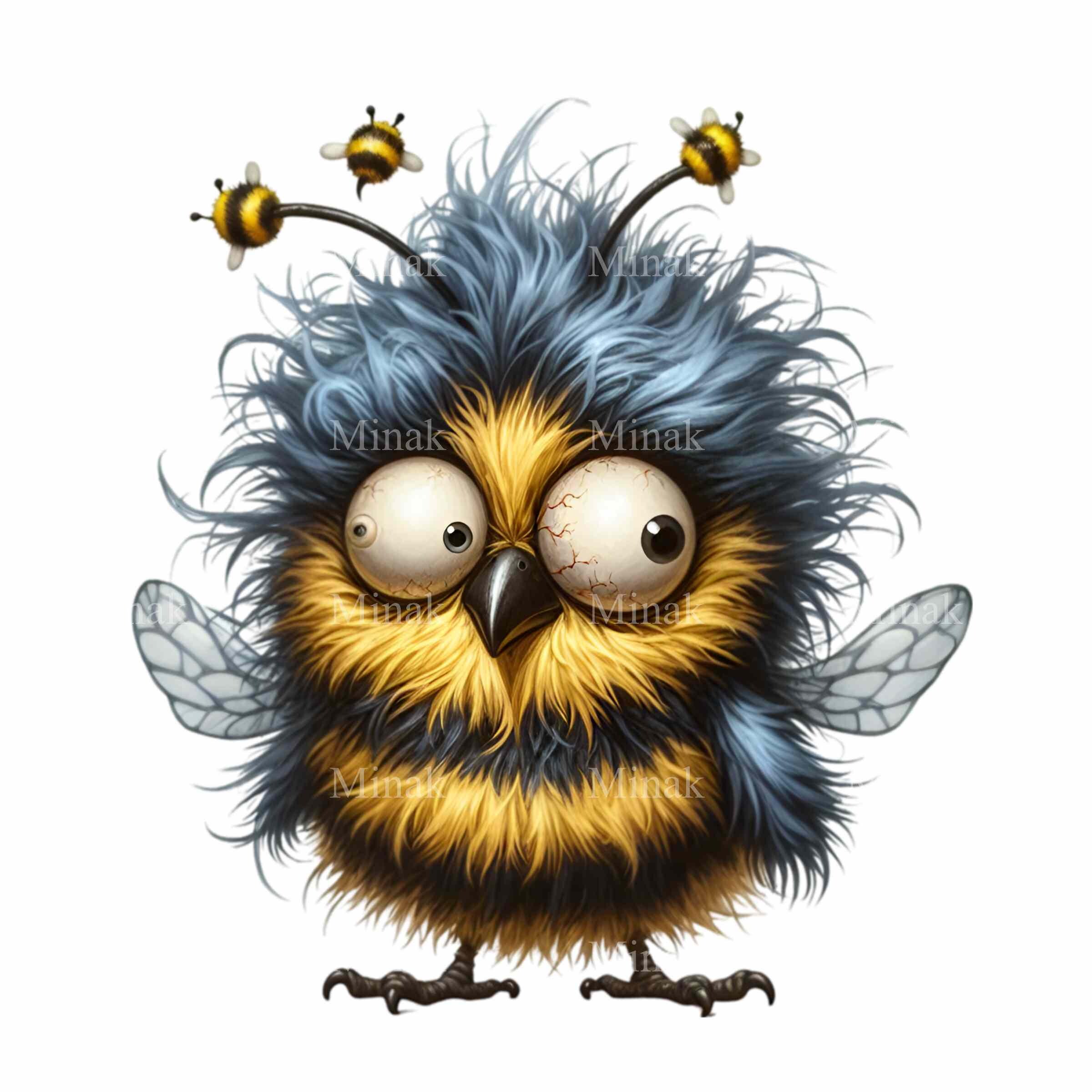 16 PNG Messy Hair Bee , Funny Bumblebee Clipart, Crazy Bird Hybrid ...