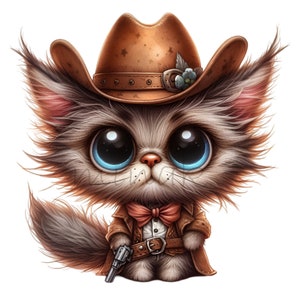 Funny Cat With Cowboy Hat and Bandana 12 PNG Comics Western Animal ...