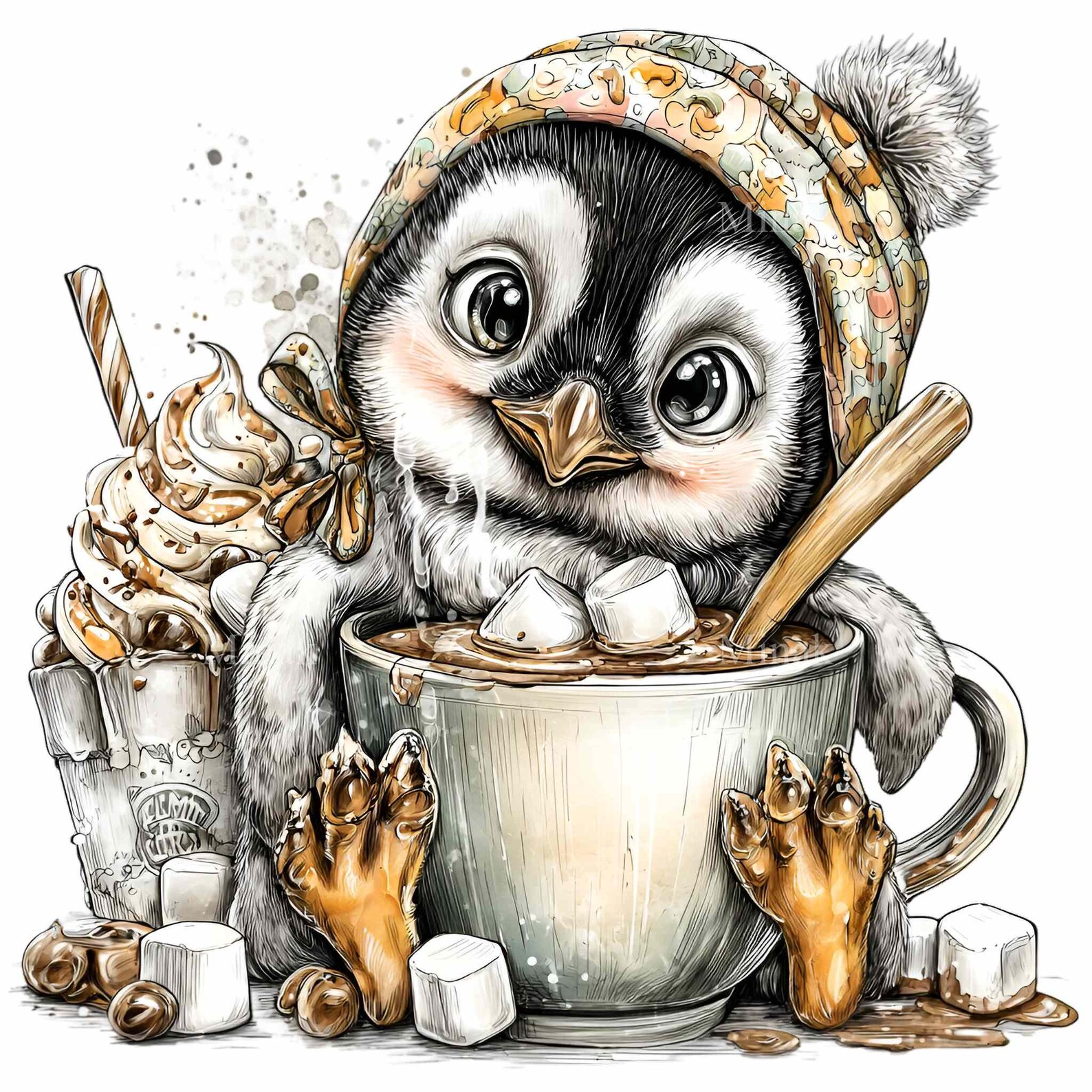 15 PNG Winter Penguin Clipart – Cute Penguin With Hot Cocoa PNG ...