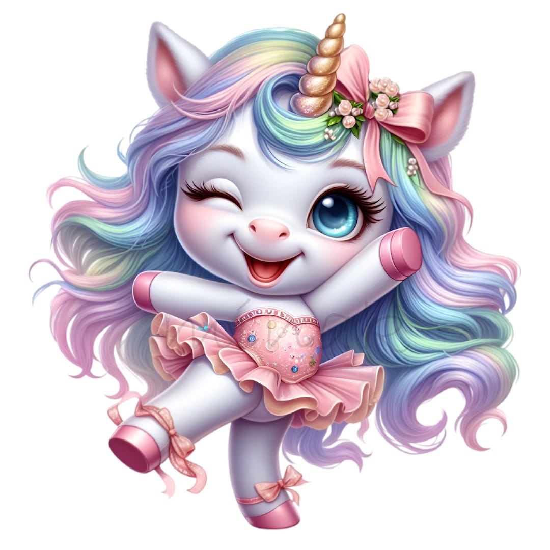 Unicorn Clipart, Dance Clipart, 12 PNG Baby Give a Wink, Pastel Colors ...