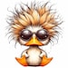 Cute Curly-haired Duck Clipart With Sunglasses, 12 Funny Cartoon Animal ...