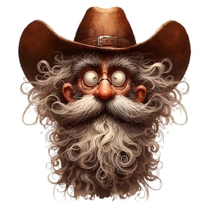 14 PNG Funny Cowboy Clipart, Old Man Portrait, Western Art - Etsy