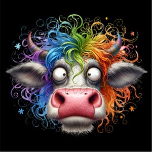 10 PNG Rainbow Cow Clipart – Colorful Cow PNG – Funky Farm Animal ...