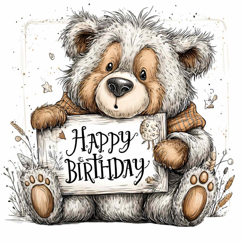 14 PNG Birthday Bear Clipart – Cute Animal PNG – Happy Birthday Sign ...